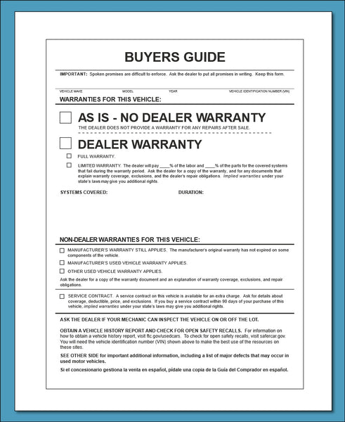 FTC Buyers Guides - Hanging | Dealer Forms | ADR of OKLA – ADR of Oklahoma